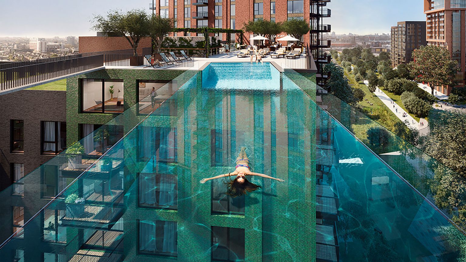 Clear-Bottomed Pool Floats Between Two London Buildings | Wanderoam